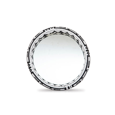 Beaded Mirror Small | Black and White Geometric — Luangisa African Gallery
