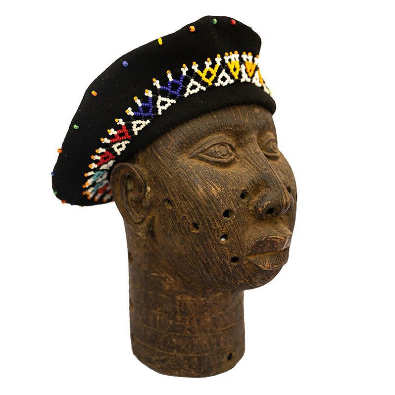 Beaded Beret Black — Luangisa African Gallery