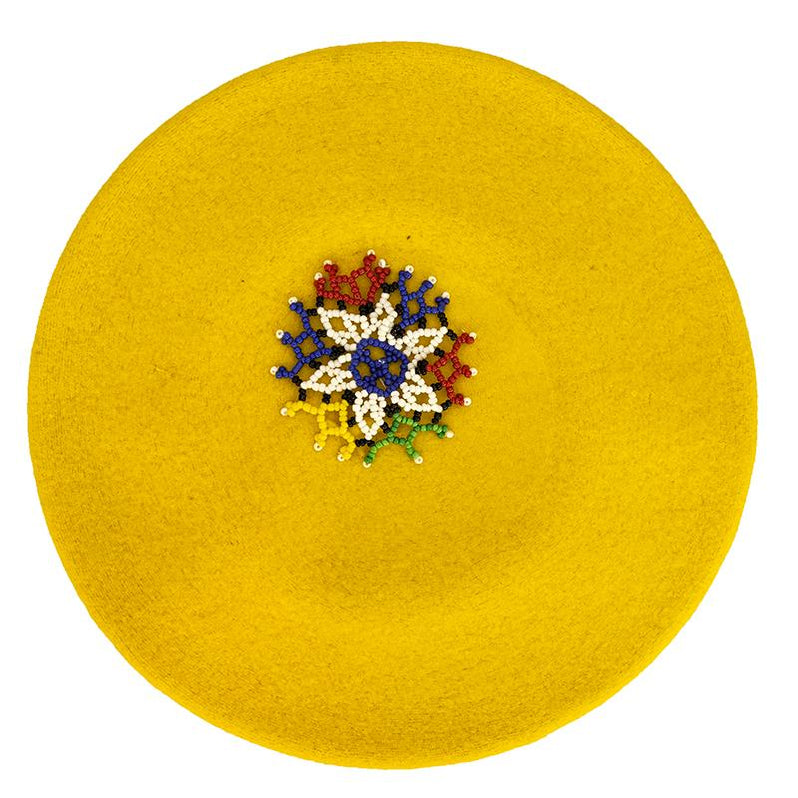Beaded Beret Yellow — Luangisa African Gallery
