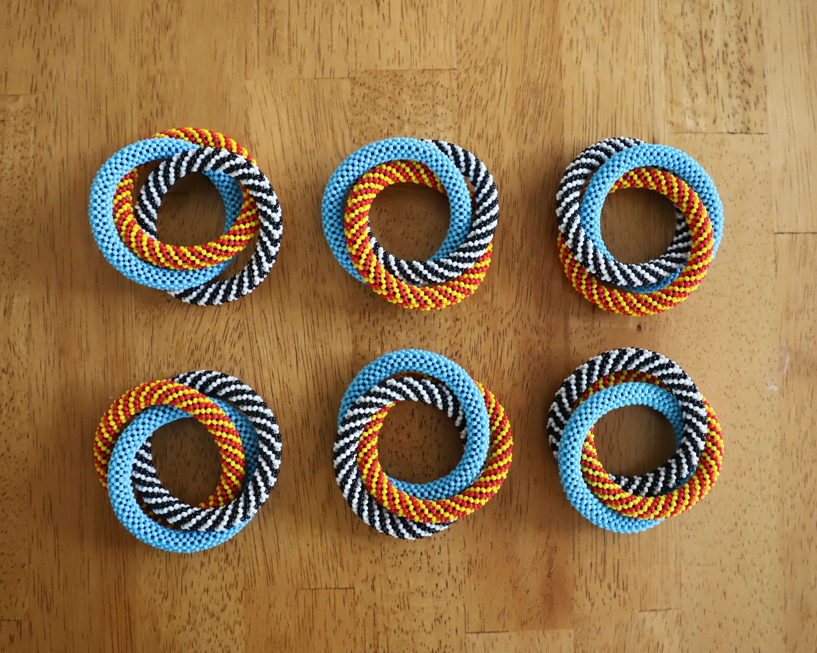 Beaded Triple Interlocking Napkin Rings Various Colors, Set of 4 | Han ...
